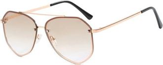 Generic Lunettes De Soleil &Agrave; Monture Large En M&eacute;tal For Femmes, Id&eacute;ales For Les Sorties Ville Ou F&ecirc;tes(Brown)