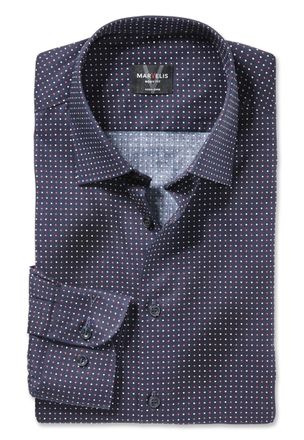 Marvelis Herren Oberhemd Langarm Body-Fit,Einfarbig,18 New York Kent,dunkelrot 39,43