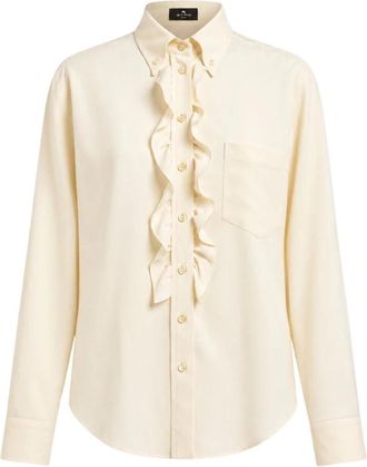 Etro Jacquard-Bluse mit R&uuml;schen - - Blouses & Shirts - Damen - Wei&szlig; - M