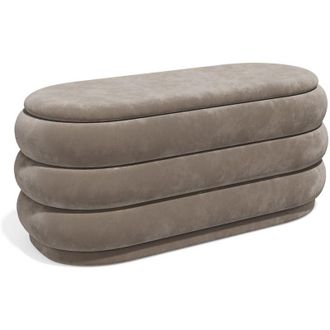Vente-Unique Banc coffre - Velours - Taupe - ECAMBI