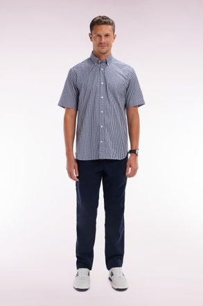 Eden Park Pantalon Chino Sans Plis En Coton Stretch Marine Coupe Droite