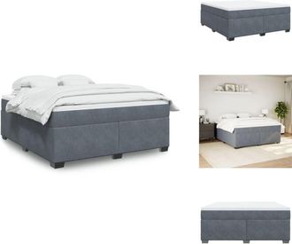 vidaXL Boxspringbett mit Matratze Dunkelgrau 180x200 cm Samt - Samtbett - Boxspringbett - Doppelbett - Bettauflage - Matratze