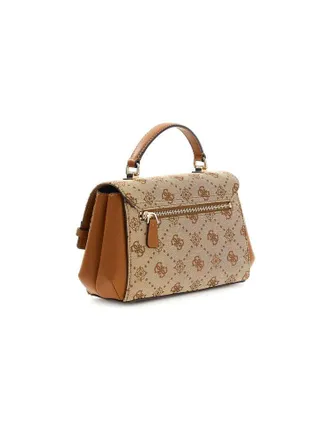 Guess Logo-Jacquard Polyester Top Handle Bag - Beige