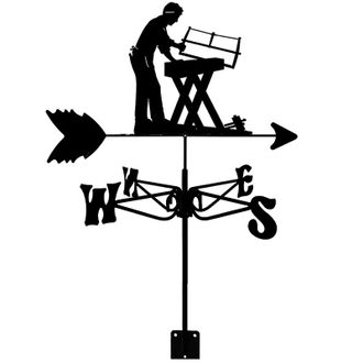 Generic Wetterfahne mit Pfeilmuster, Zimmermann-Wetterfahne, Edelstahl, Retro-Bauernhof-Szene, Gartenpfahl, Windrichtungsanzeiger, professionelle Messwerkzeug