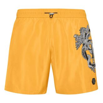 Philipp Plein Homme, Maillots de bain, Jaune, Taille: 2XL Shorts Dragon