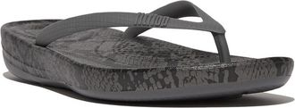 FitFlop Damen Iqushion Ergonomische Zehentrenner mit Schlangenmuster Flipflop, Zinnfarben, 42 EU