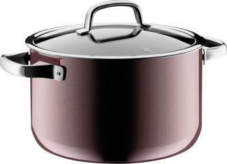 WMF Fusiontec Mineral Kochtopf gro&szlig; 24cm, Glasdeckel, Fleischtopf Induktion 6,4l, High-Tech Keramik, kratzfest, rot