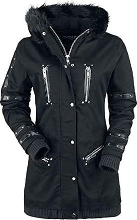 Gothicana by EMP Femme Veste dhiver noire avec col en fourrure 4XL