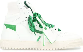 Off-white Mens High-Top Sneakers With Logo Detail White Cow Hide Trainers