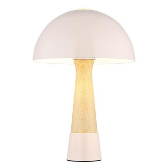 Nowa LED Tischlampe Nachttischleuchte Holz Optik Schlafzimmerlampe Retro Stil Tischleuchte Pilz Design Wohnzimmerlampe, Metall Champagner, 7W 806lm warmwei