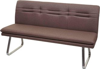 Hhg Sitzbank HHG 911, Esszimmerbank Bank Polsterbank, Rückenlehne Stoff/Textil Edelstahl gebürstet braun 160cm