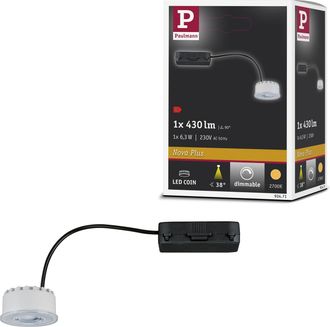Paulmann 92471 Nova LED Einbauleuchte Modul Coin Reflector rund 50mm 6,3W 430lm 230V 2700K Satin rund dimmbar Deckenspot Kunststoff