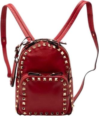 Valentino unisex, Pre-owned, Rouge, Taille: ONE Size Sac &agrave; dos en cuir Pre-owned