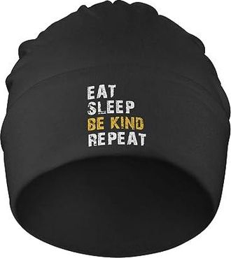 Generic Femme Homme Bonnet &Agrave; Revers Manger, Dormir, &Ecirc;tre Gentil, R&eacute;p&eacute;ter Bonnet dhiver Mode Bonnets Tricot&eacute; Classique Bonnets De Ski pour Quotidien Course Ski