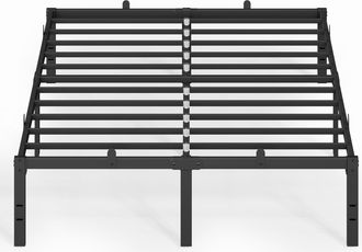 Vasagle Einzelbettgestell, Bett, 90 x 200 cm, Metallbett, Bettrahmen, Unterbettaufbewahrung, modern, G&auml;stebett, einfacher Aufbau, tintenschwarz RMB152BD01