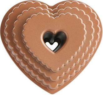 Nordic Ware NordicWare Backform Herz-Kranz, gestuft - Herzbackform, Aluminium, Silber, 26,7 x 25,4 x 11 cm, 1 Einheiten