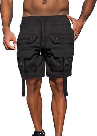 Generic Pantalon kaki pour homme, coupe d&eacute;contract&eacute;e, short de sport avec poches, short de course pour homme, pantalon cargo, pantalon cargo, taille &eacute;lastique