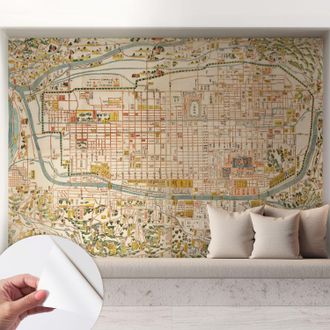 Tulup Carta Da Parati Autoadesiva - Fotomurale - Decorazione Parete - Stile Elegante - Decorazione Casa - Mappa Antica 208x146 Cm