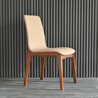 Generic Faux Leather Dining Chairs Set Of 2, Modern Upholstered Kitchen Side Chairs With Solid Ash Wood Legs, Armless Desk Chairs For Dining Room, Living Room