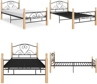 vidaXL Bettgestell Schwarz Metall 100x200 cm - Einzelbett - Holzbettfundament - Massivholzbette - Metallbettgestell - Schlafzimmermöbel - Home & Living