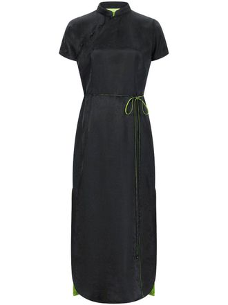 Shanghai Tang x Chen Man robe en soie - Noir