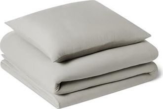 Amazon Basics Vorgewaschenes Mikrofaser-Bettwäsche-Set, extra weich, natürlicher Knitter-Look, bügelfrei, 2-teilig, Einzelbett, Bettbezug 135 x 200 cm & Kissenbezug