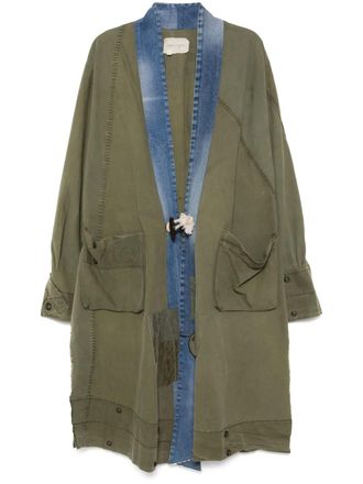 Greg Lauren manteau à empiècements - Vert