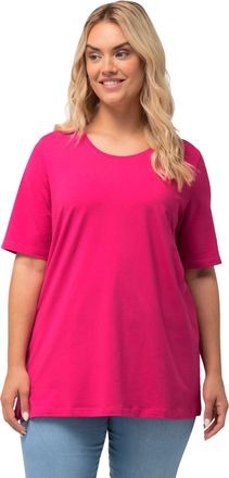 Ulla Popken Damen T-shirt, A-linie, Rundhalsausschnitt, Halbarm, Fuchsiapink, 58-60 EU