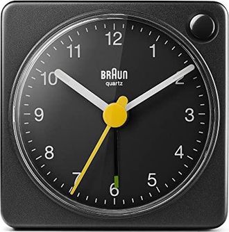 Braun Réveil analogique de Voyage Classique avec Fonction Snooze et lumière, Taille compacte, Mouvement à Quartz Silencieux, bip de lAlarme en Crescendo, No