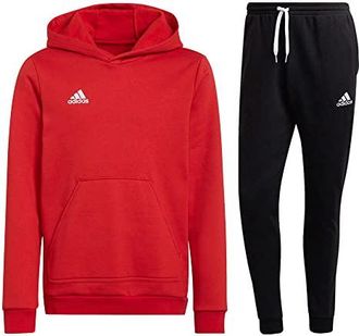 adidas Surv&ecirc;tement de football Entrada 22 - Sweat &agrave; capuche - Pantalon de jogging pour enfant - Rouge et noir - Taille 128