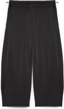 Fiorella Rubino Femme, Pantalons, Noir, Taille: 40/42 FR Pantalon Ballon en Satin Stretch
