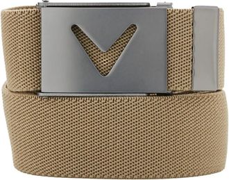 Callaway Herren-Golfgürtel mit V-Logo, strapazierfähiges, strukturiertes Stretchmaterial, Metallspitze und verstellbare Schnalle, einfarbig