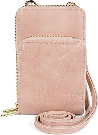 styleBREAKER Mini sac à bandoulière pour femme avec protection RFID, poche pour téléphone portable, 2 compartiments zippés 02012376, couleur:Rose