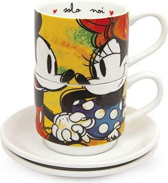 Egan Set mit 2 Kaffeetassen Kollektion Disney Mickey Mouse Love. Artikel aus Porzellan in Grün und Mehrfarbig. Maße: H 5,5 cm. Die Referenz ist PWM02I/V