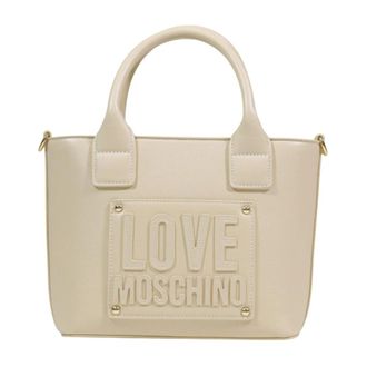 Love Moschino Schultertasche mit Logo-Plakette - - Bags - Damen - Beige - ONE SIZE