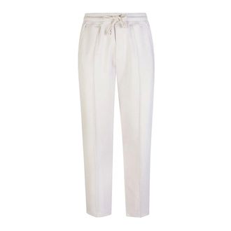 Eleventy Femme, Pantalons, Blanc, Taille: 44 FR Pantalon C&ocirc;tel&eacute; en Cachemire, Coton et Soie
