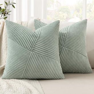 Miulee Lot de 2 Housses de Coussins Corduroy Housses de Coussins d&eacute;coratives avec Fermeture &eacute;clair cach&eacute;e Convient pour Chambre &agrave; Coucher Salon Gris Vert 50X