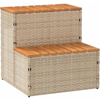 vidaXL Whirlpooltreppe Beige 50x50x50,5 cm Poly Rattan Akazie Massiv - Vidaxl