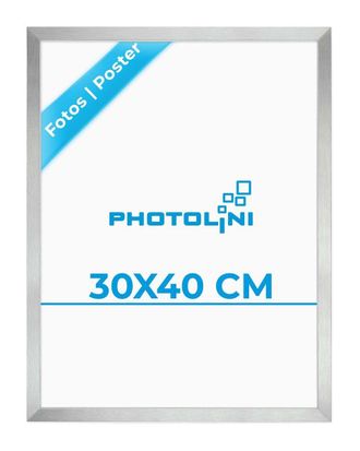 Photolini Bilderrahmen 30x40 Holz MDF Silber, Bilderrahmen 40x30 cm, Picture Frame mit bruchsicherem Acrylglas, Rahmen 30 x 40 zum Aufh&auml;ngen, extra Zubeh&ouml;r - Ra