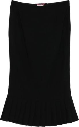 John Galliano jupe mi-longue à design plissée (années 1990) - Noir