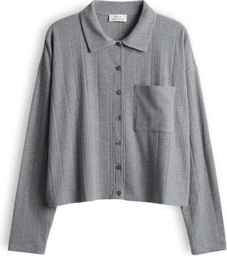 OPUS Langarmshirt Sawoni aus weichem Jersey Verk&uuml;rzte Silhouette mit &uuml;berschnittener Schulter und Brusttasche