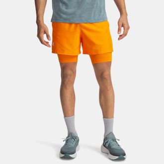 Under Armour Launch 2-in-1-Shorts f&uuml;r Herren (13 cm) Squad Orange / Squad Orange / Reflektierend XXL