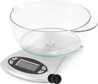 Salter Salter 1069 SVDR Electronic Kitchen Scale with 1.8 Litre Detachable Dishwasher Safe Bowl, Easy to Read LCD Screen with Clock, Timer and Room Temperatu
