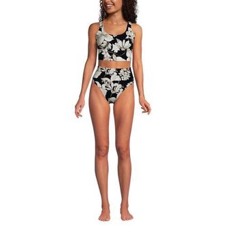 Lands End Midkini-Set, Damen, Gr&ouml;&szlig;e:40-42 regular, Schwarz, Elasthan/Metall/Nylon-Mischung, by Lands End