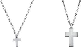 s.Oliver Kette mit Anhänger Edelstahl Herren Halsschmuck, 50 cm & Kette mit Anhänger Edelstahl Herren Halsschmuck, 50 cm, Silber, Kreuz, Kommt in Schmuck Gesch