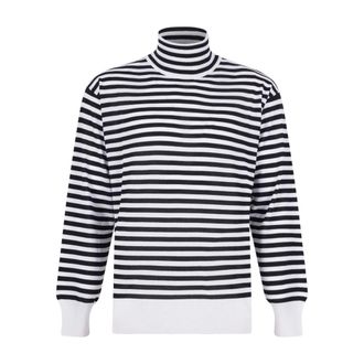 Ami Schwarz-wei&szlig;er gestreifter Rollkragenpullover - - Knitwear - Herren - Wei&szlig; - S