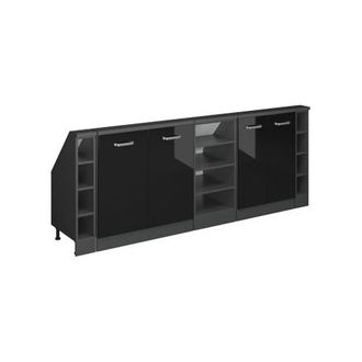 Vicco Ensembles de Meuble de Rangement sous Pente Rion, Noir Brillant/Anthracite, Lot de 5