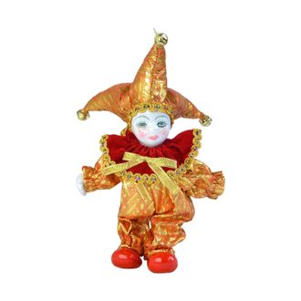 Baoblaze Kleine Porzellan-Jester-Clown-Puppen Miniatur-Puppenfiguren Porzellan-Puppen-Clown f&uuml;r Schlafzimmerdekoration