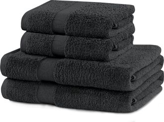 Decoking 4er Set Baumwolle Qualität 525g/m² 2 Handtücher 50x100 cm und 2 Badetücher 70x140 cm Grafit anthrazit saugfähig Marina