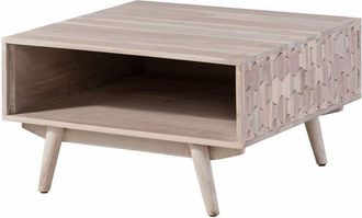 Massivmoebel24 Couchtisch Akazie 70x70x40 wei&szlig; lackiert mosayk 216